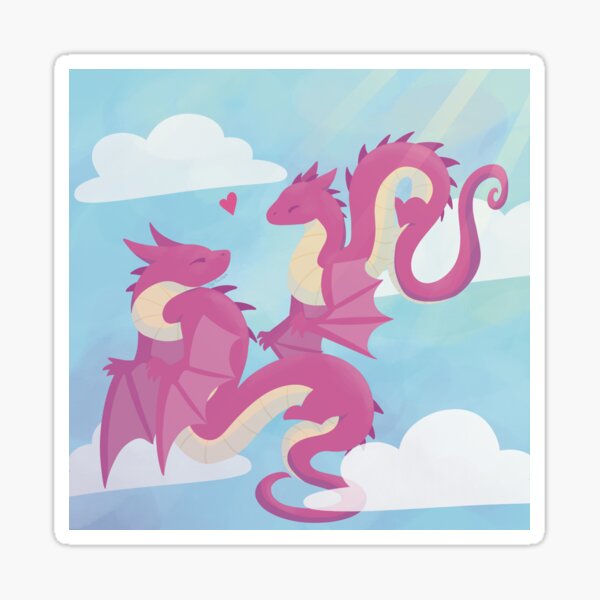 "pink dragons :)" Sticker for Sale by lilacfeathers | Redbubble