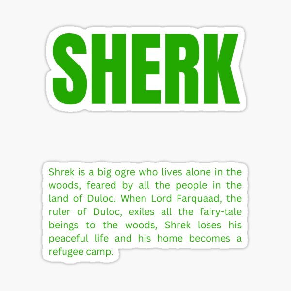 "sherk" Sticker for Sale by Emotionsy | Redbubble
