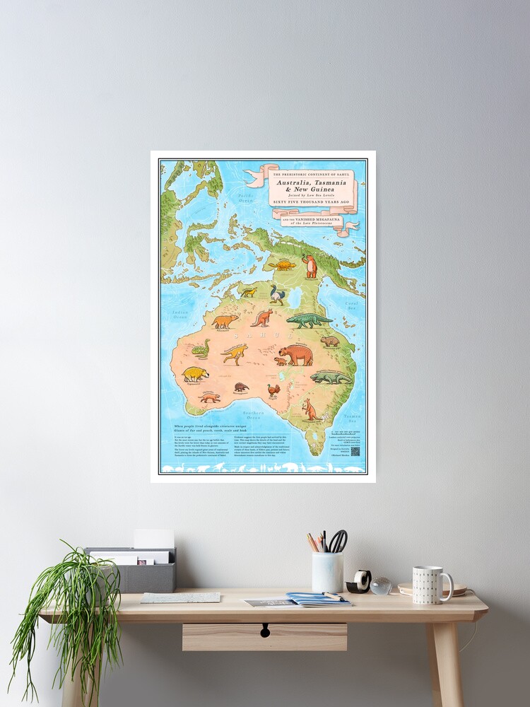 "Prehistoric megafauna map of Australia" Poster for Sale by Richard ...