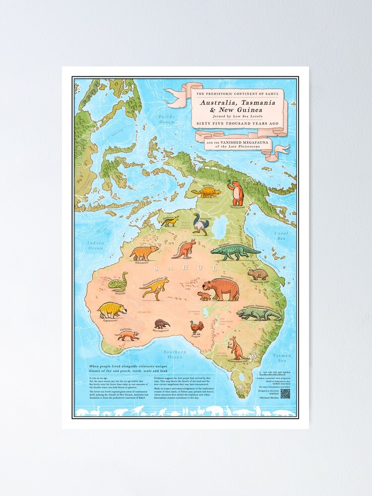 "Prehistoric megafauna map of Australia" Poster for Sale by morden ...