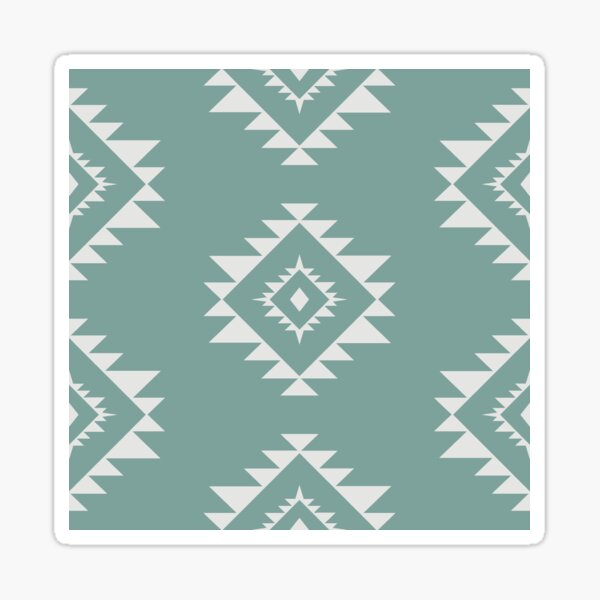 "Aztec polygone minimal pattern design pastel green and white" Sticker ...
