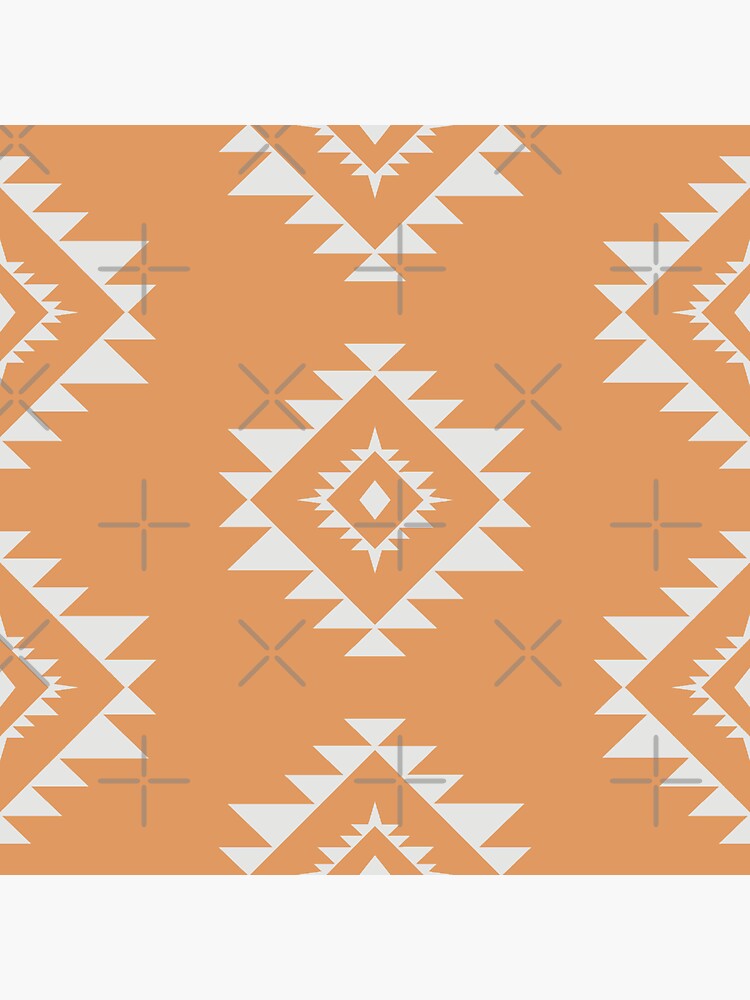"Aztec polygone minimal pattern design retro orange and white" Sticker ...