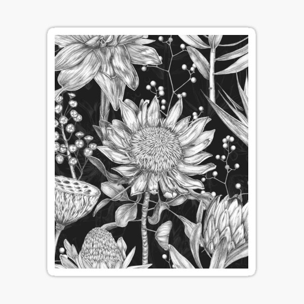 "Black & White Garden" Sticker for Sale by SpilloDesign | Redbubble