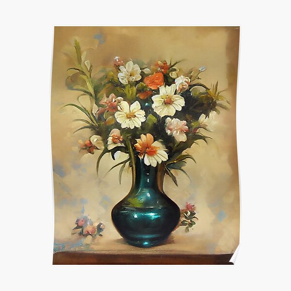"Vase full of flowers oil painting" Poster for Sale by UnlockingDesign ...