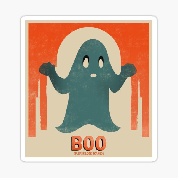 "Cute Ghost - Please Look Scared" Sticker for Sale by Bondoboxy | Redbubble