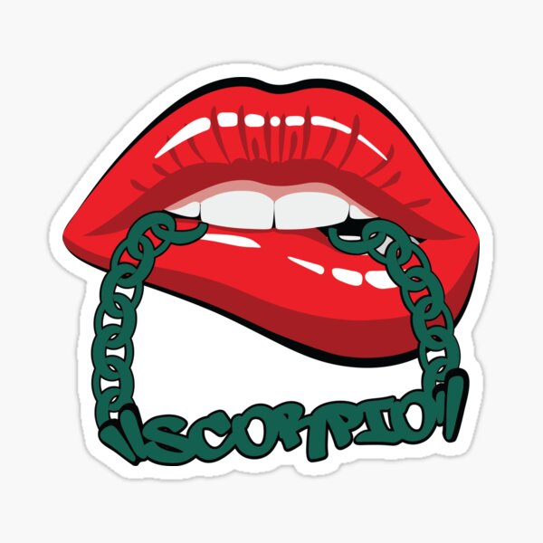 "Scorpio Zodiac Sign Lips And Green Jewelry" Sticker for Sale by ...