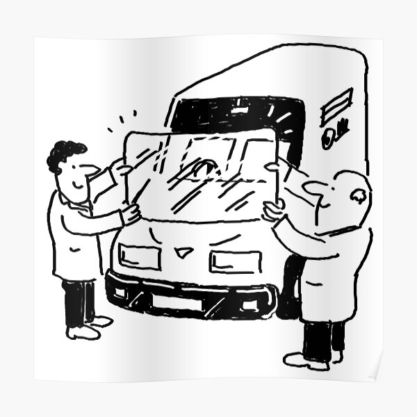 "Windscreen Repairs Illustration - Two Men are Replacing a Vehicle ...