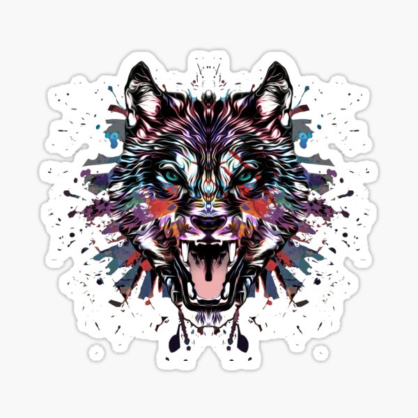 "Painted wolf face" Sticker for Sale by Zip-Zup | Redbubble