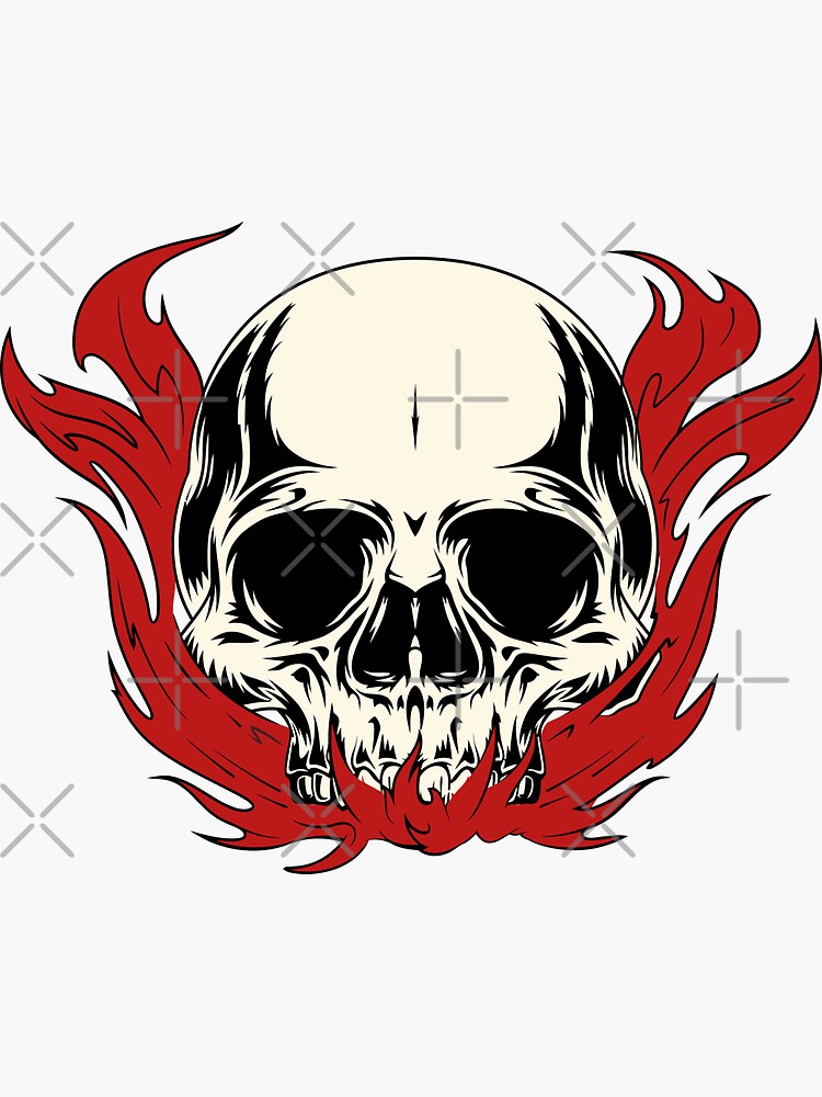 "Skull skeleton fire flame " Sticker for Sale by Mansn | Redbubble
