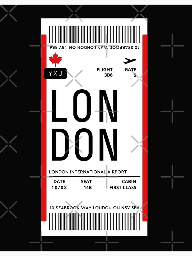 "London Flight Ticket Boarding Pass Travel Canada" Poster for Sale by ...