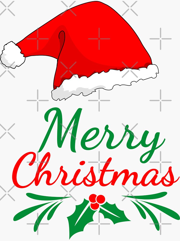 "Merry Christmas - Santa Hat - Santa Claus" Sticker for Sale by ...