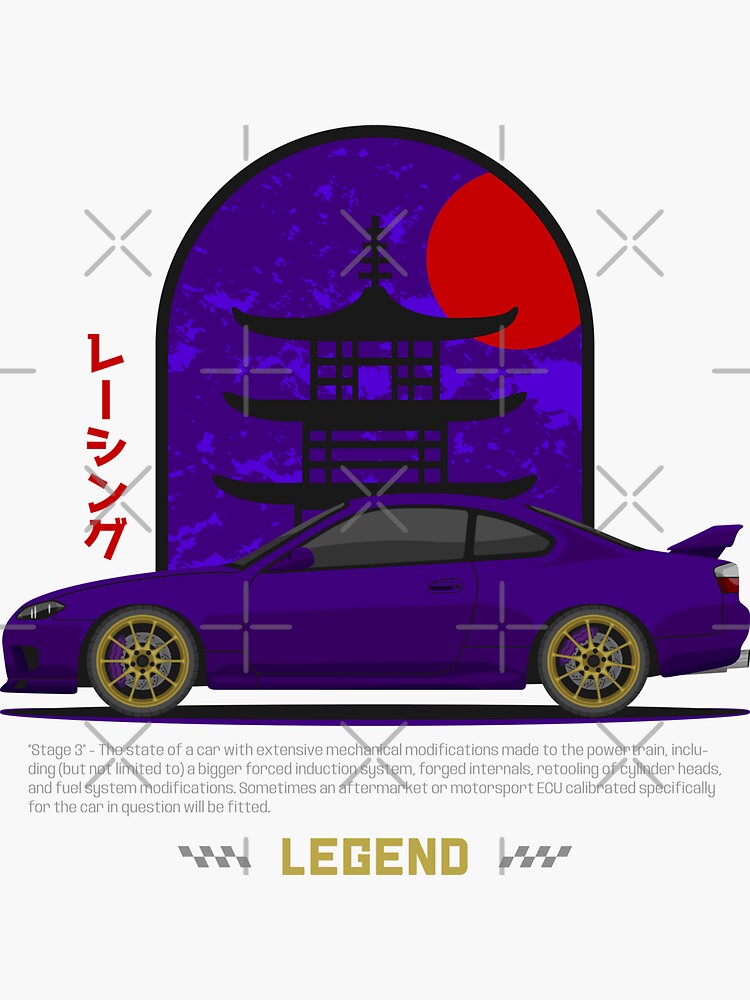 "Tuner Purple Silvia S15 JDM" Sticker for Sale by goldentuners | Redbubble
