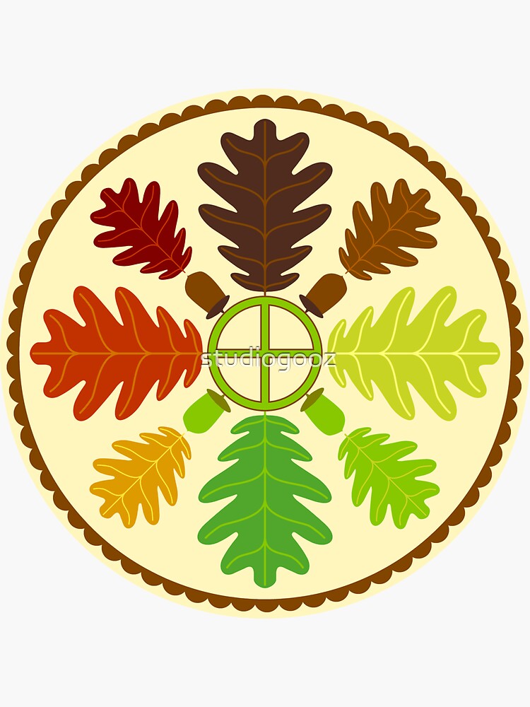 "Mighty Oak Folk Art Hex Sign " Sticker for Sale by studiogooz | Redbubble