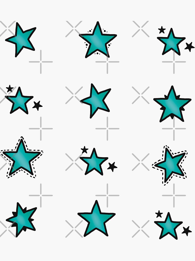 "Green Blue Turquoise stars sticker pack" Sticker for Sale by ...