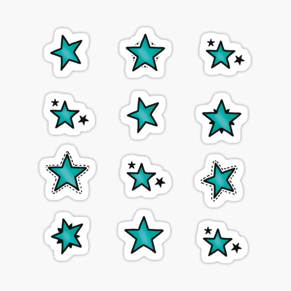 "Green Blue Turquoise stars sticker pack" Sticker for Sale by ...