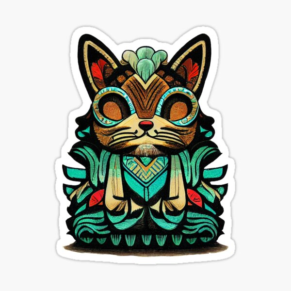 "Cat in the style of Mayan mythology. Zavdesign" Sticker for Sale by ...