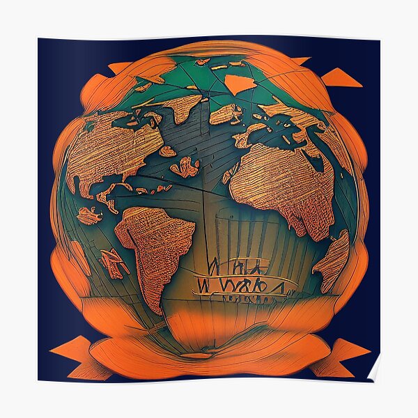 "Map of the World - Wooden Surreal Map of Earth" Poster for Sale by ...