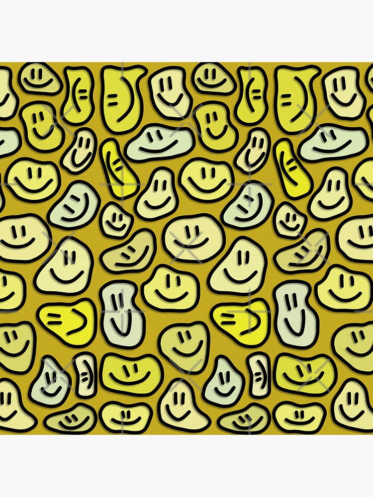 "Yellow Distorted Smiley Faces" Sticker for Sale by Ayoub14 | Redbubble