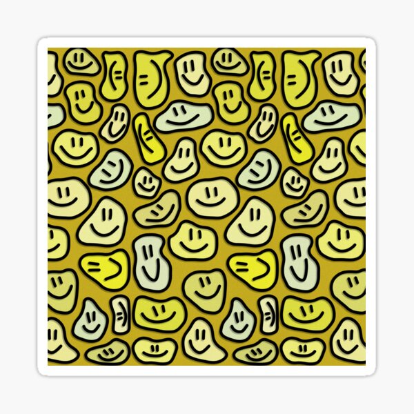 "Yellow Distorted Smiley Faces" Sticker for Sale by Ayoub14 | Redbubble