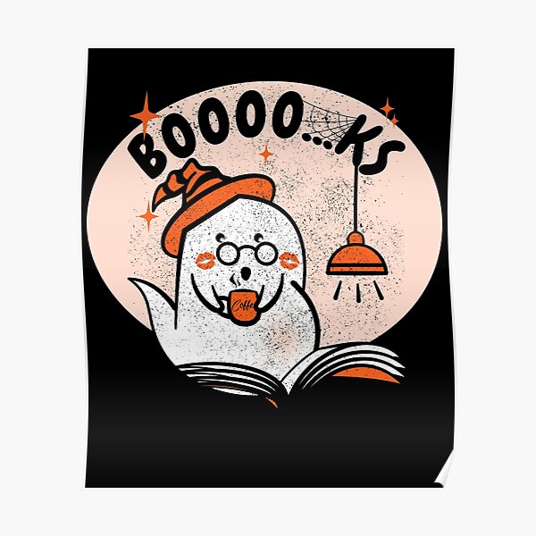 "Cute Ghost Reading Books Halloween" Poster for Sale by Guguludesign ...