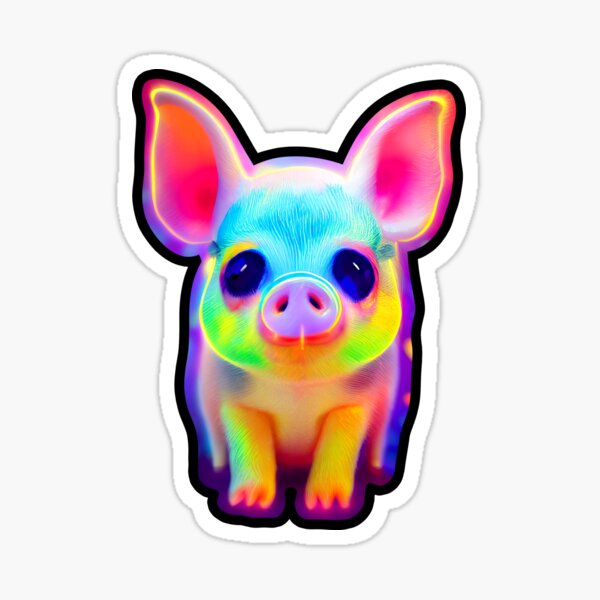 "NEON BABY PIG" Sticker for Sale by GloriaSanchez | Redbubble