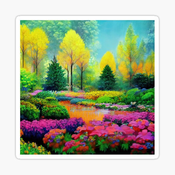 "Beautiful Colorful Flower Garden" Sticker for Sale by graphicmessage ...