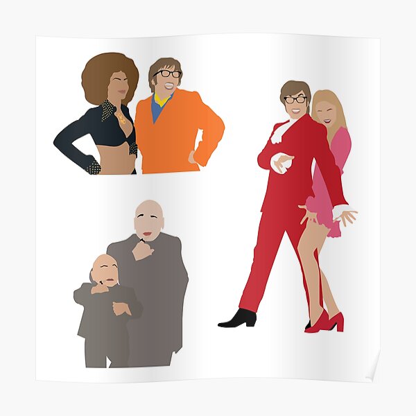 "Austin Powers Sticker Pack" Poster for Sale by TvDoodles | Redbubble