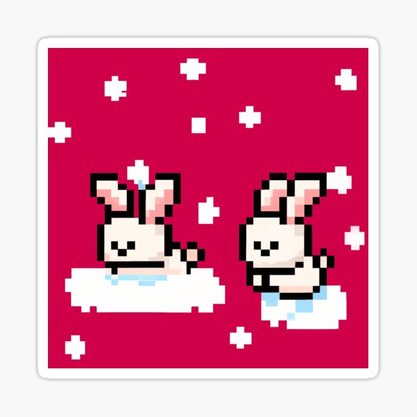 "Snow Rabbits Pixel Art" Sticker for Sale by Yokoban | Redbubble