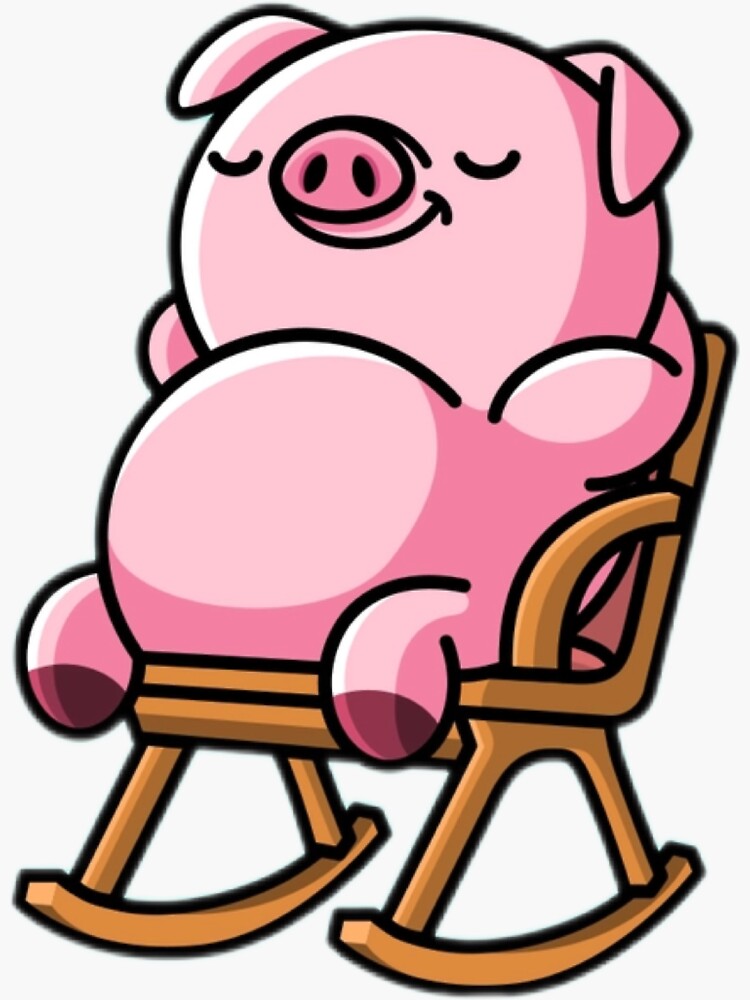 "Pig in a Rocking Chair" Sticker for Sale by VaneltiaDavilla | Redbubble
