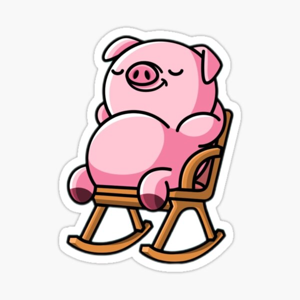 "Pig in a Rocking Chair" Sticker for Sale by VaneltiaDavilla | Redbubble