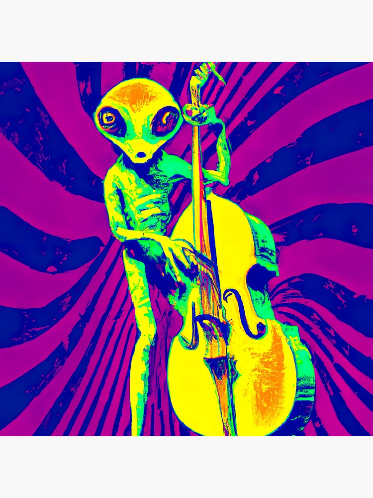 "Surreal alien bassist from another dimension" Sticker for Sale by ...