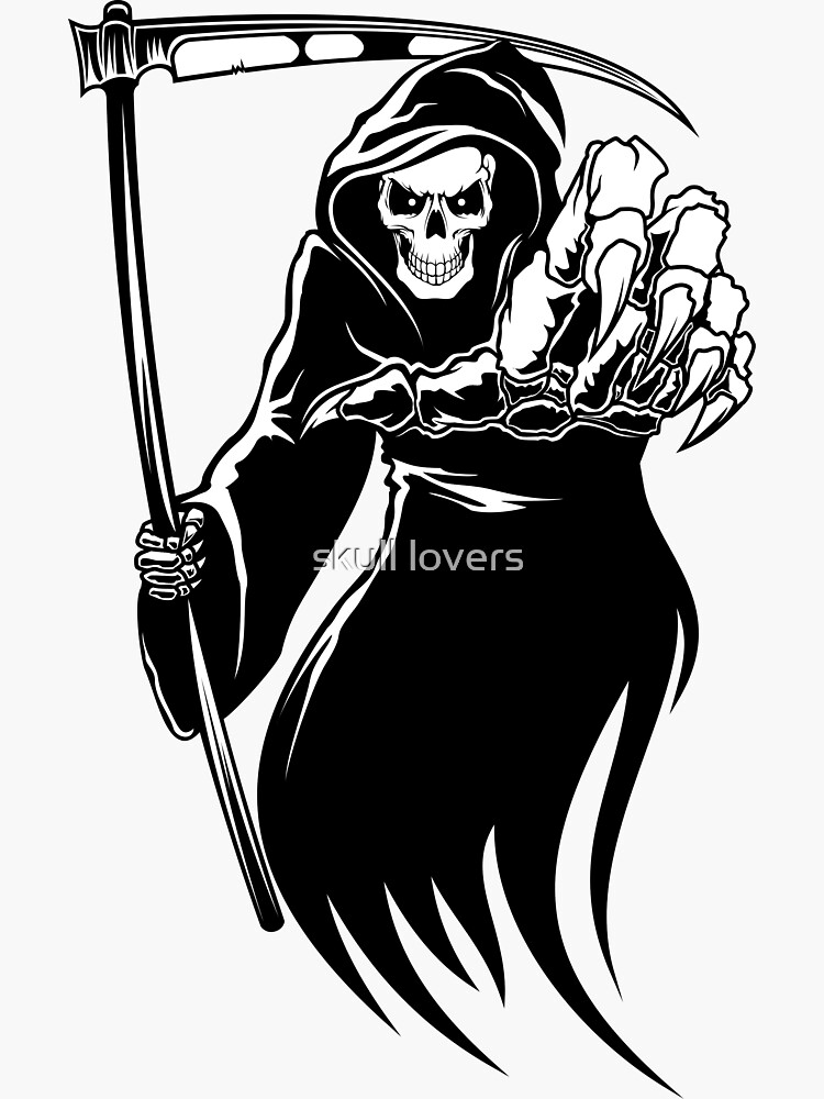 "Deadly skeleton carrying a scythe " Sticker for Sale by aubstore ...