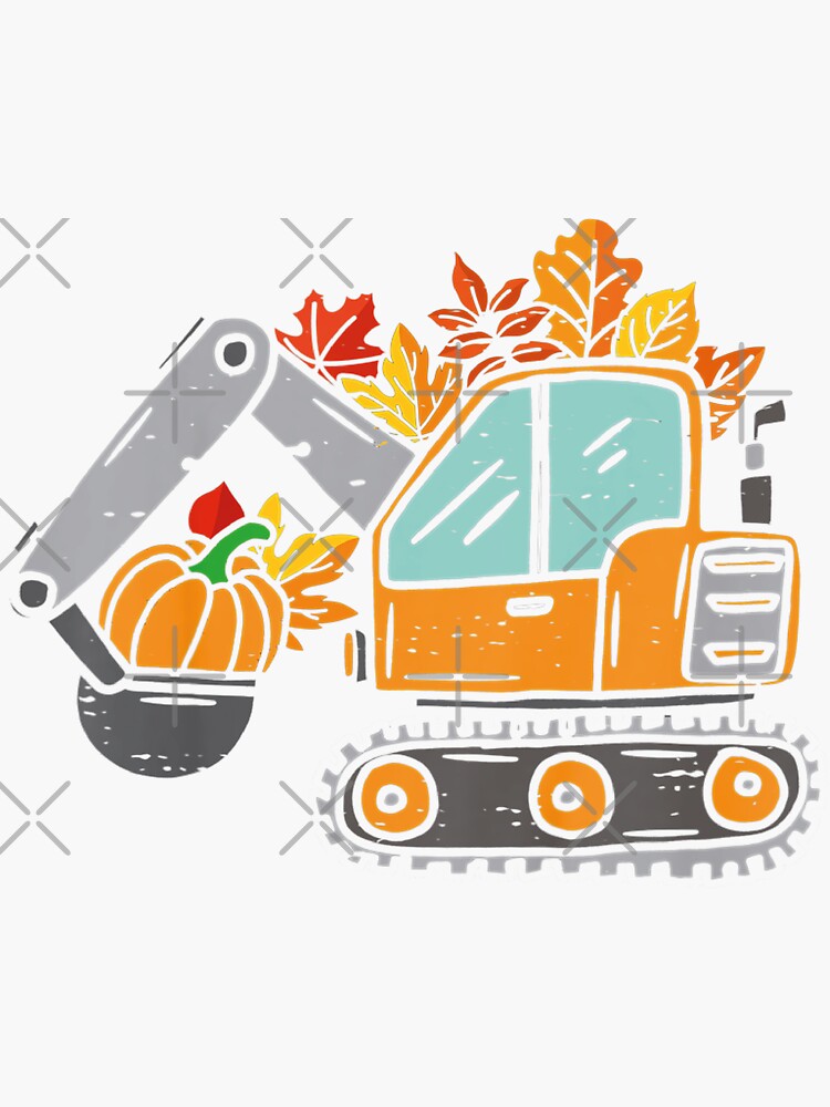 "Kids Construction Vehicle Thanksgiving" Sticker for Sale by maisondart ...