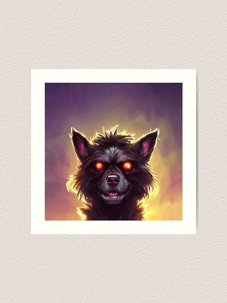 "cute dog with flaming eyes" Art Print for Sale by marunoens01 | Redbubble