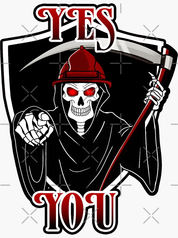 "Grim Reaper! Yes You" Sticker for Sale by TheRoadsideArts | Redbubble