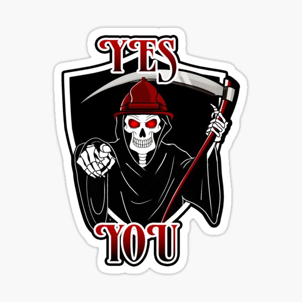 "Grim Reaper! Yes You" Sticker for Sale by TheRoadsideArts | Redbubble