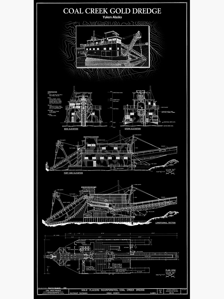 "Alaska Gold Dredge Blueprint" Art Print for Sale by Daniel-Hagerman ...