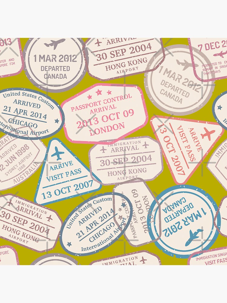 "Colorful Passport Stamps pattern - S12" Sticker for Sale by Art-by ...