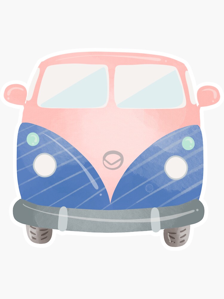"Cute Car Sticker Painting in Blue and Pink Color" Sticker for Sale by ...