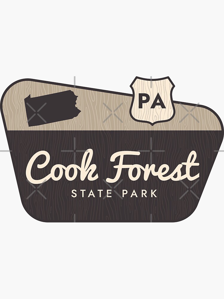 "Cook Forest State Park Pennsylvania Vintage Welcome Sign" Sticker for ...