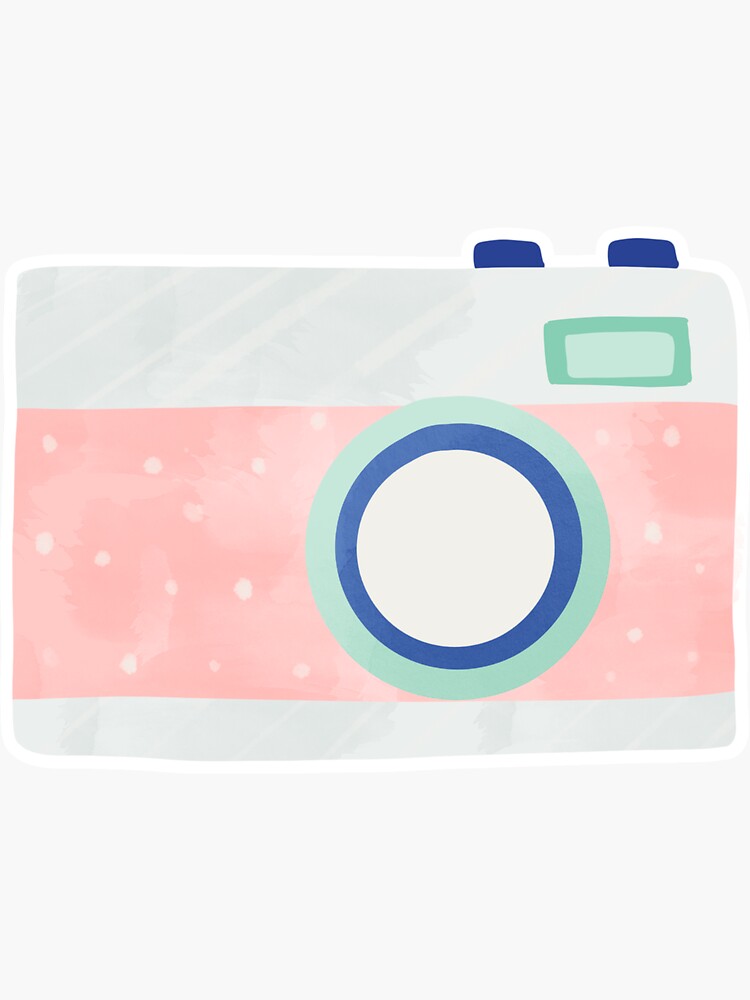 "Cute Camera Sticker Painting in Blue, Green and Pink Color" Sticker ...