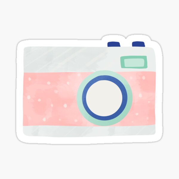 "Cute Camera Sticker Painting in Blue, Green and Pink Color" Sticker ...