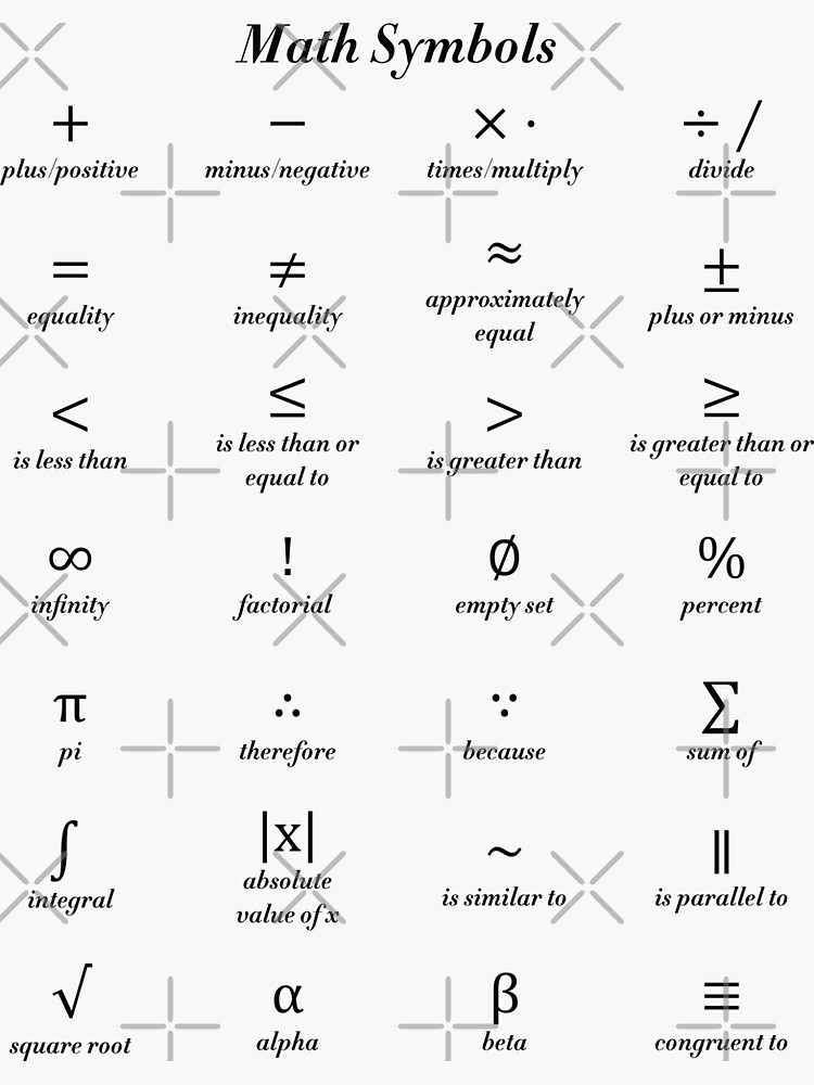 "Math Symbols" Sticker for Sale by ScienceCorner | Redbubble