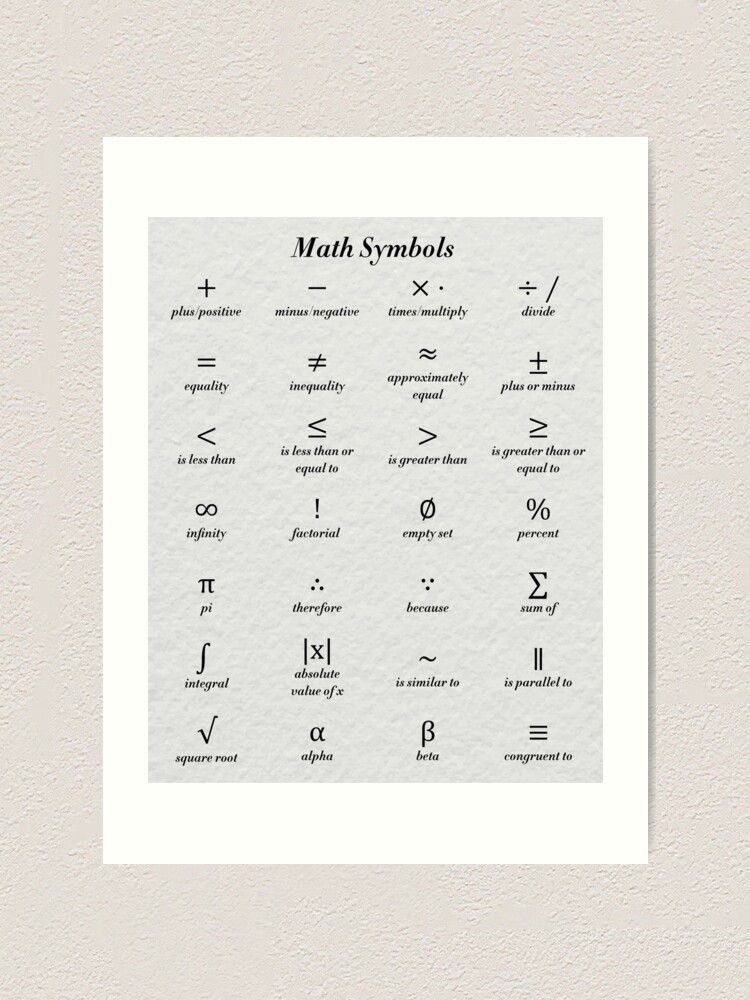 "Math Symbols" Art Print for Sale by ScienceCorner | Redbubble