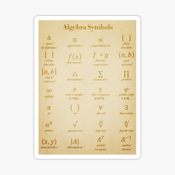 Pegatina «Símbolos de álgebra» de ScienceCorner | Redbubble