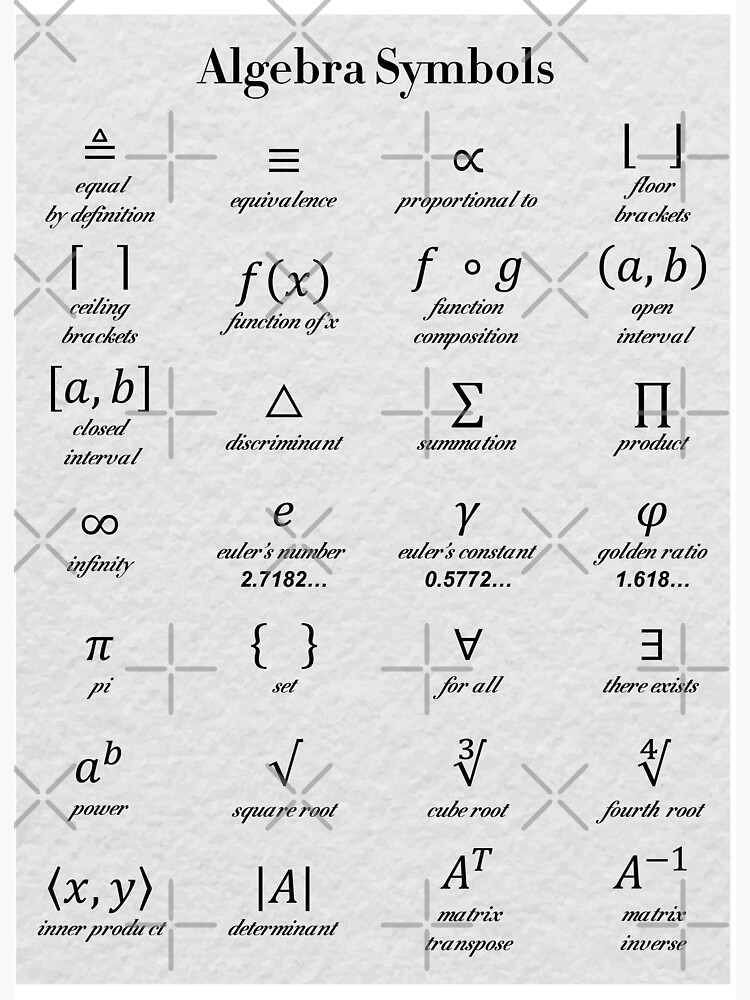 "Algebra Symbols" Art Board Print for Sale by ScienceCorner | Redbubble