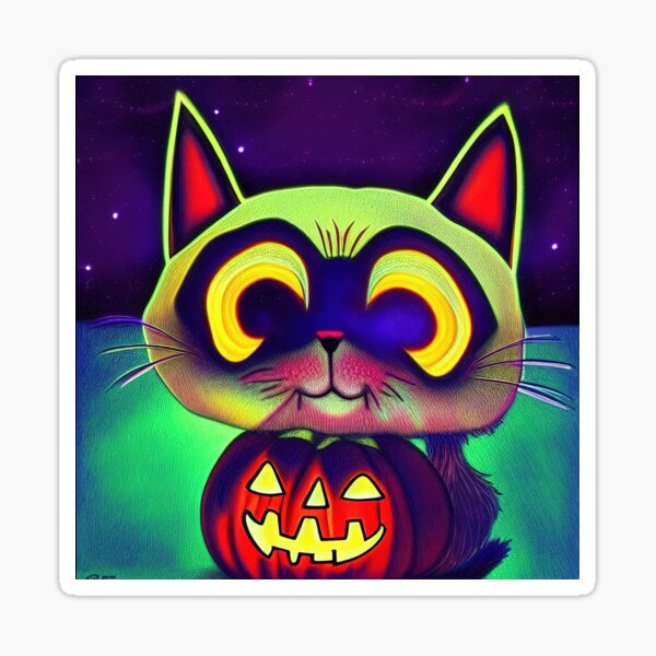 "Creepy Cute Halloween Cat - Halloween Ugly Cat" Sticker for Sale by ...