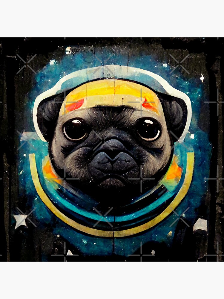 "Futuristic Galactic Outer Space Pug Street Art Gift" Sticker for Sale ...