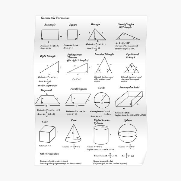 "Geometric Formulas" Poster for Sale by ScienceCorner | Redbubble