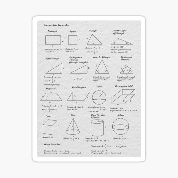 "Geometric Formulas" Sticker for Sale by ScienceCorner | Redbubble
